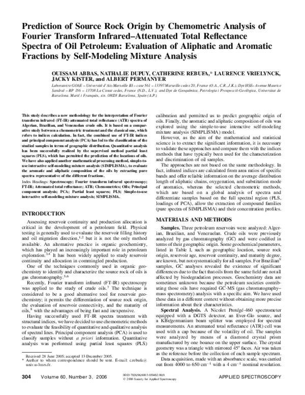 (PDF) Prediction of Source Rock Origin by Chemometric Analysis of Fourier Transform Infrared ...
