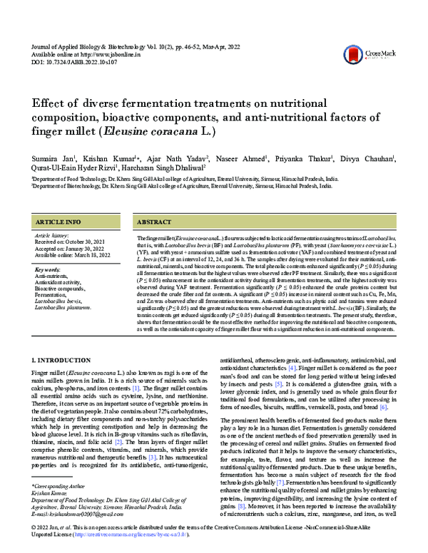 (PDF) Effect of diverse fermentation treatments on nutritional composition, bioactive components ...
