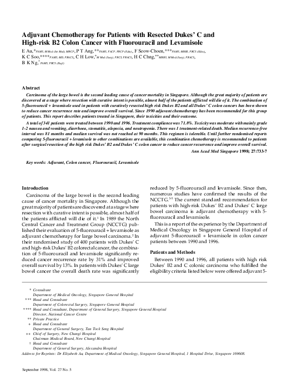 (PDF) Adjuvant chemotherapy for patients with resected Dukes' C and ...