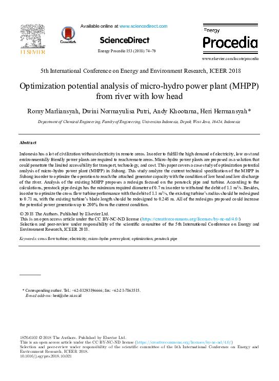 (PDF) Optimization potential analysis of micro-hydro power plant (MHPP ...