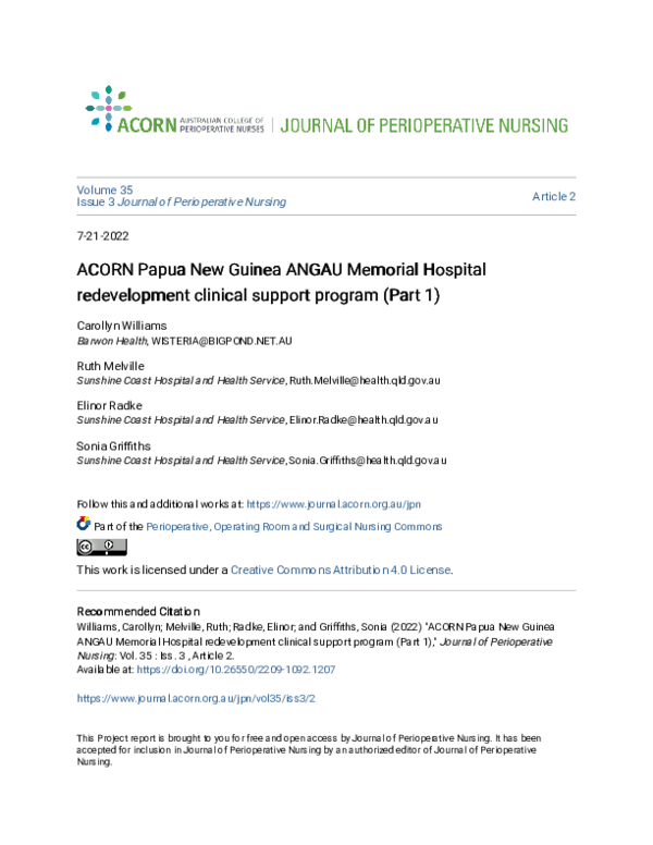 (PDF) ACORN Papua New Guinea ANGAU Memorial Hospital redevelopment ...