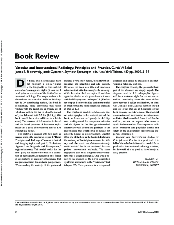 (PDF) Vascular and Interventional Radiology: Principles and Practice