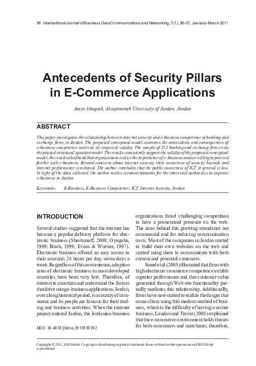 (PDF) Antecedents of Security Pillars in E-Commerce Applications