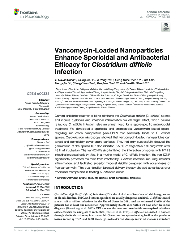 (PDF) Vancomycin-Loaded Nanoparticles Enhance Sporicidal and ...