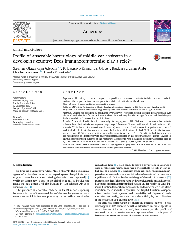 (PDF) Profile of anaerobic bacteriology of middle ear aspirates in a ...
