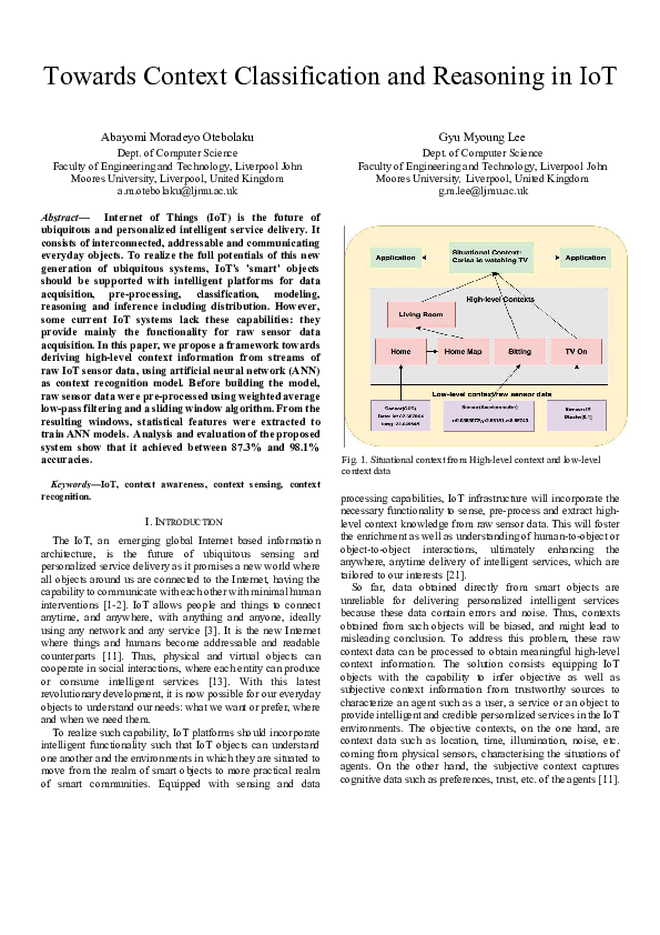 (PDF) Towards context classification and reasoning in IoT | Abayomi Otebolaku - Academia.edu