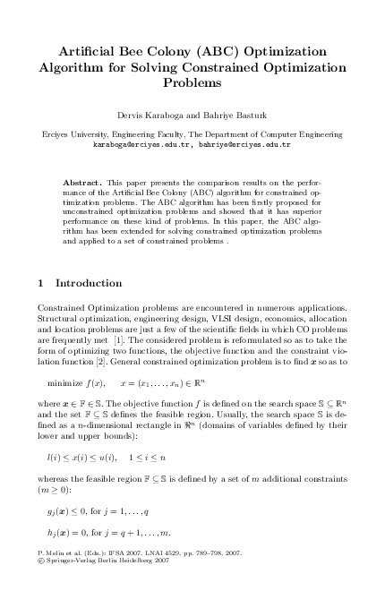 (PDF) Artificial Bee Colony (ABC) Optimization Algorithm for Solving ...