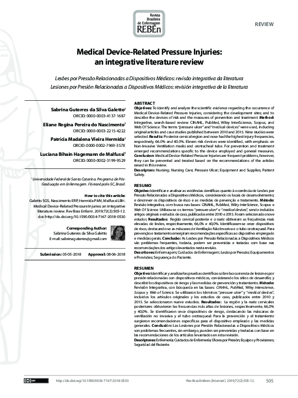 (PDF) Medical Device-Related Pressure Injuries: an integrative ...