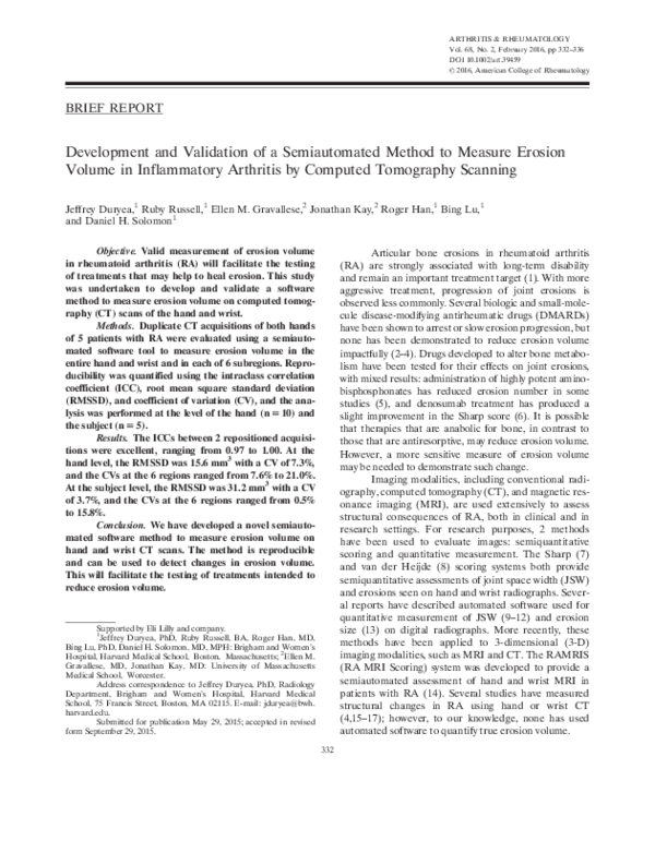 (PDF) Semi-Automated Method to Measure Erosion Volume in Inflammatory Arthritis by Computed ...
