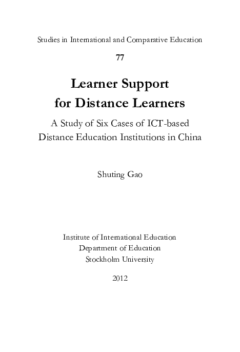 (PDF) Learner support for distance learners : A study of six cases of ...