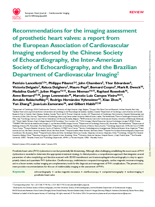 (PDF) Recommendations for the imaging assessment of prosthetic heart ...