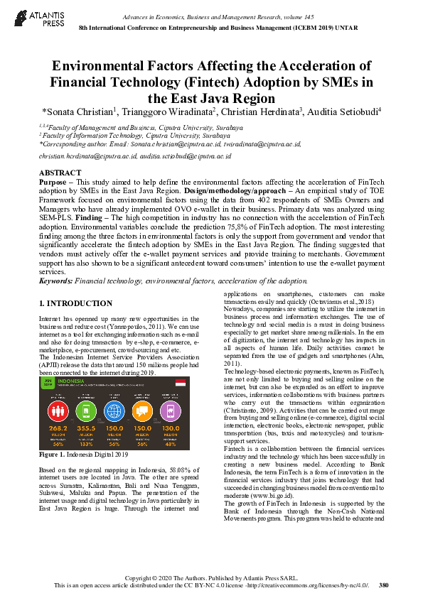 (PDF) Environmental Factors Affecting the Acceleration of Financial Technology (Fintech ...