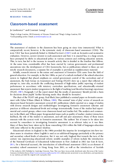 (PDF) Classroom-based assessment