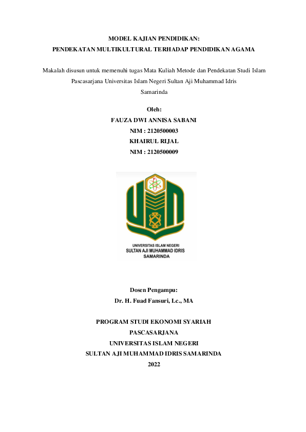 (PDF) Model Kajian Pendidikan: Pendekatan Multikultural Terhadap ...