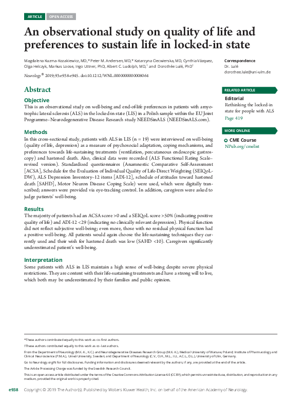 (PDF) An observational study on quality of life and preferences to ...