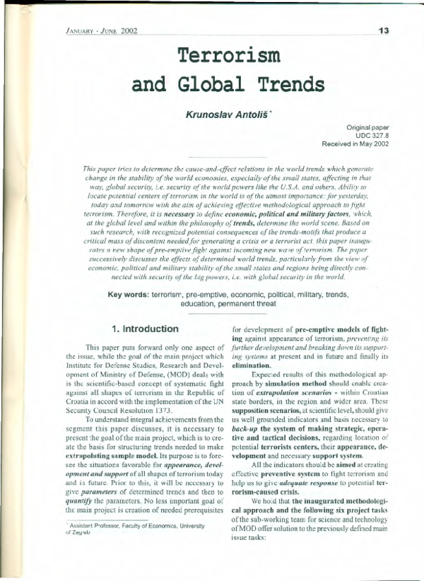(PDF) Terrorism and global trends | Krunoslav Antoliš - Academia.edu