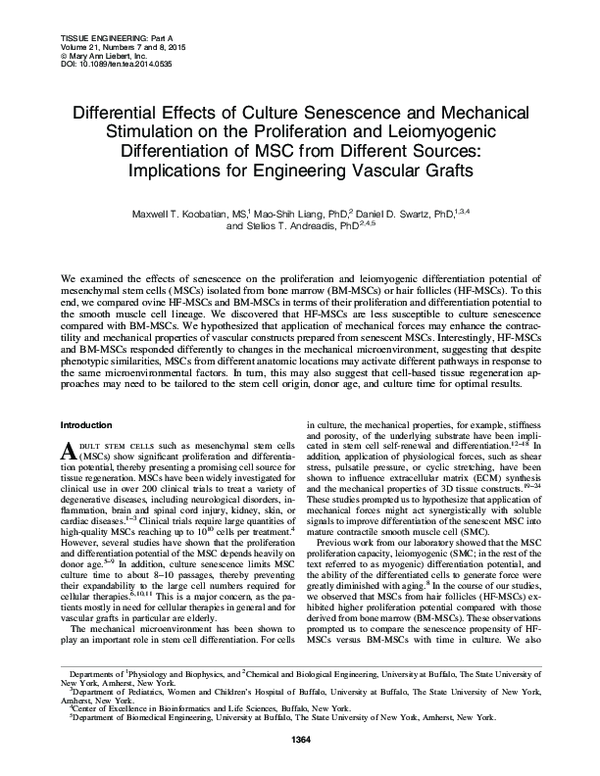 (PDF) Differential Effects of Culture Senescence and Mechanical ...