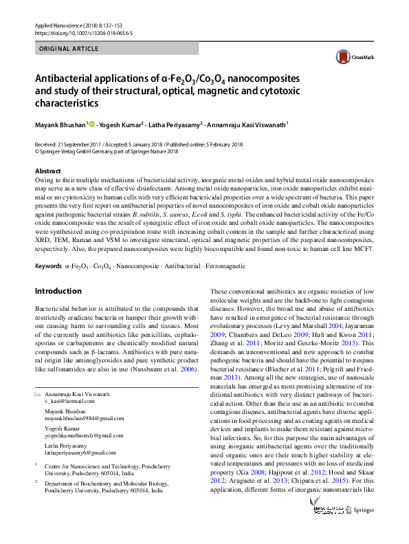 (PDF) Antibacterial applications of α-Fe2O3/Co3O4 nanocomposites and ...