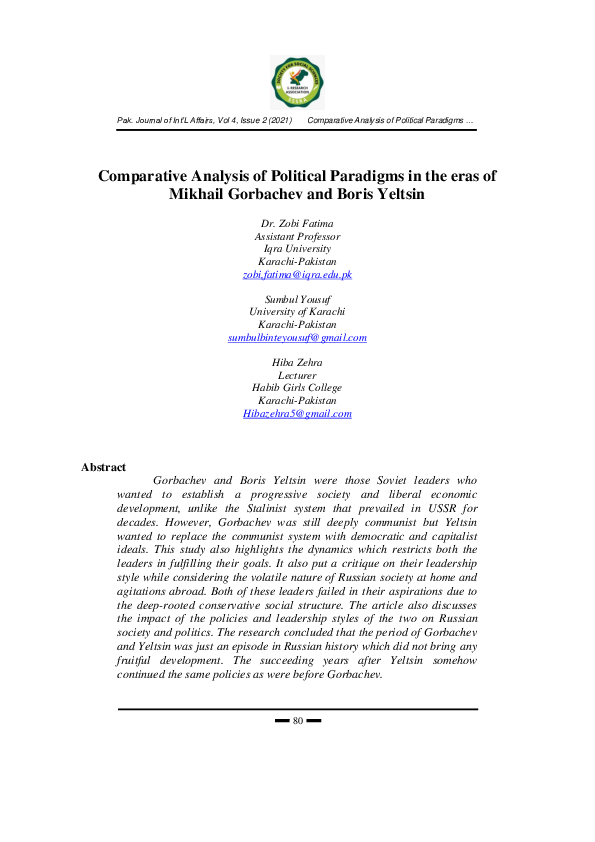 (PDF) Comparative Analysis of Political Paradigms in the eras of ...