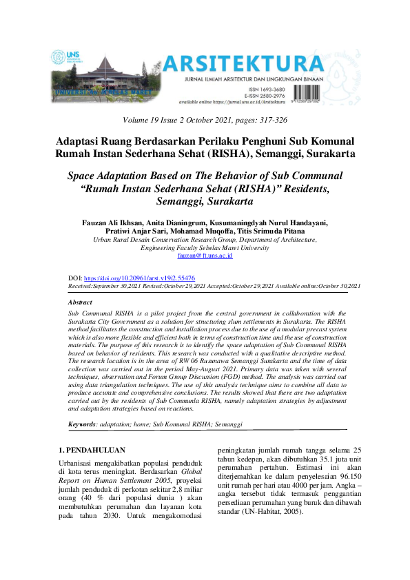 (PDF) Adaptasi Ruang Berdasarkan Perilaku Penghuni Sub Komunal Rumah ...