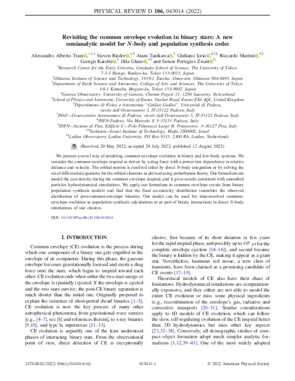 (PDF) Revisiting the common envelope evolution in binary stars: A new ...
