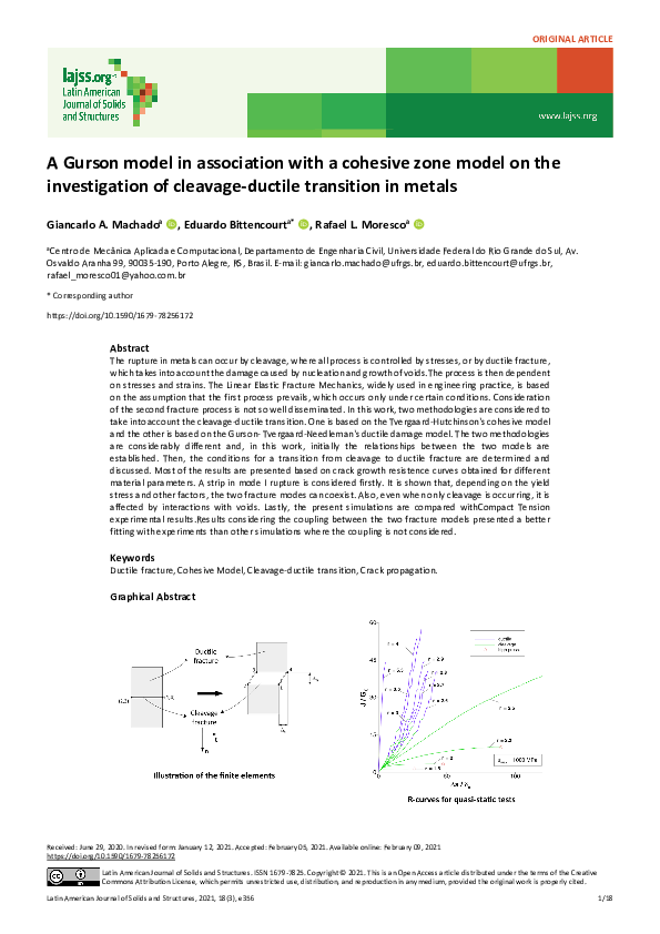 (PDF) A Gurson model in association with a cohesive zone model on the ...