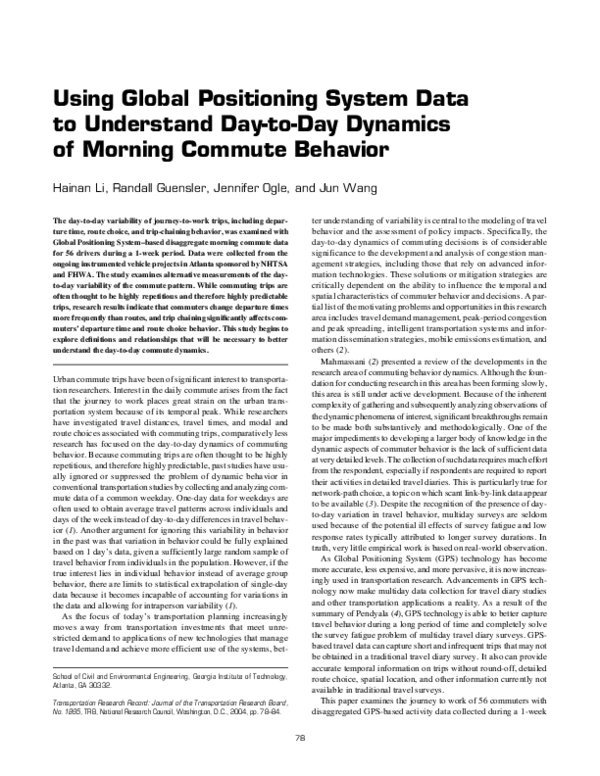 Pdf Using Global Positioning System Data To Understand Variations In