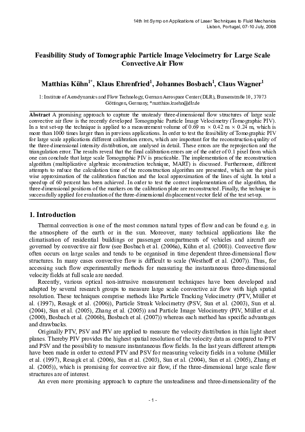 (PDF) Feasibility Study of tomographic particle image velocimetry for large scale convective air ...