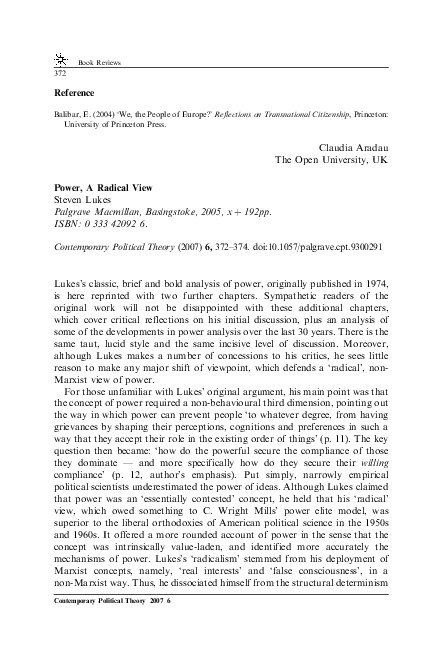 (PDF) Power, A Radical View