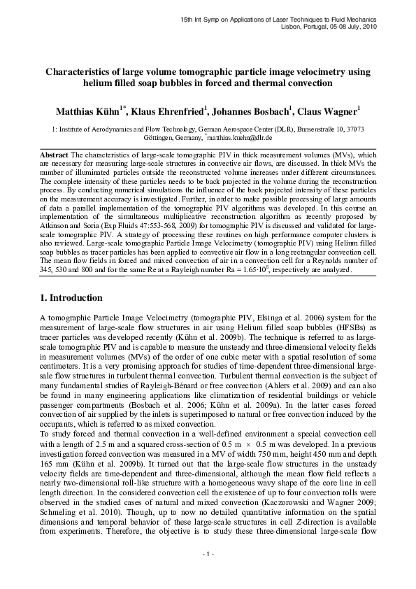 (PDF) Large-scale tomographic particle image velocimetry using helium-filled soap bubbles ...