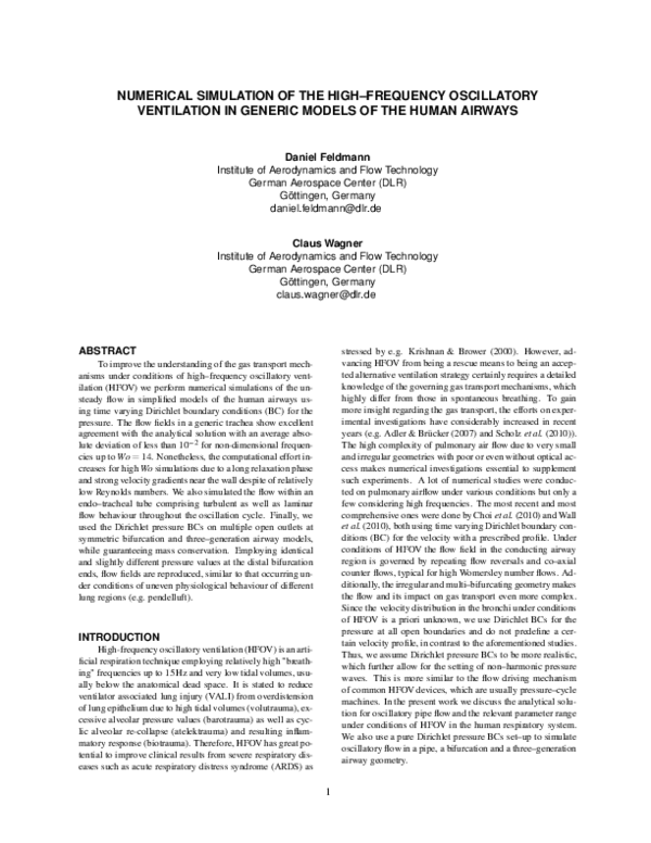 (PDF) Numerical Simulation of the High-Frequency Oscillatory Ventilation in Generic Models of ...