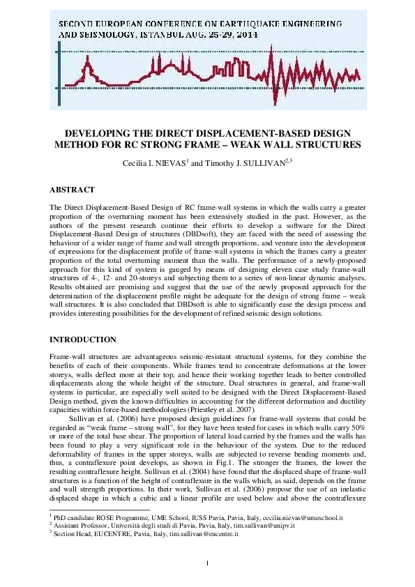 (PDF) Developing the Direct Displacement-Based Design Method for RC Strong Frame – Weak Wall ...