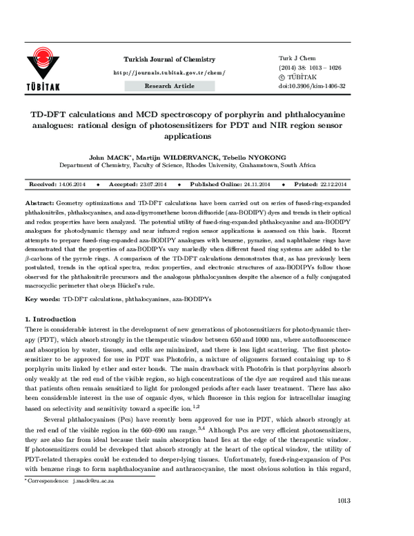 (PDF) TD-DFT calculations and MCD spectroscopy of porphyrin and ...
