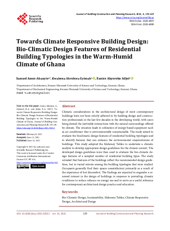 (PDF) Towards Climate Responsive Building Design: Bio-Climatic Design ...