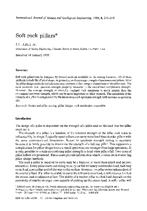 (PDF) Soft rock pillars