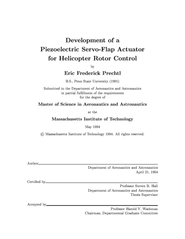 (PDF) Piezoelectric Servo-Flap Actuator for Helicopter Rotor Control ...