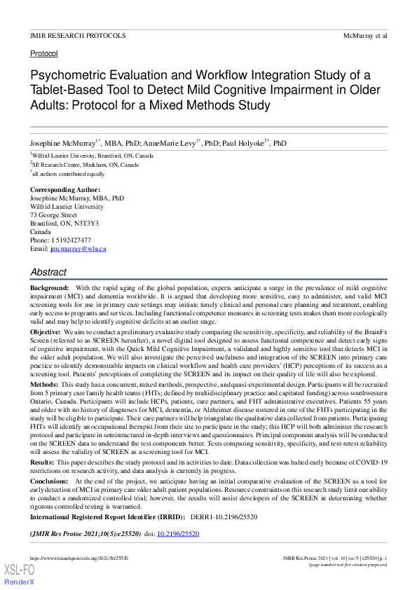 (PDF) Psychometric Evaluation and Workflow Integration Study of a ...