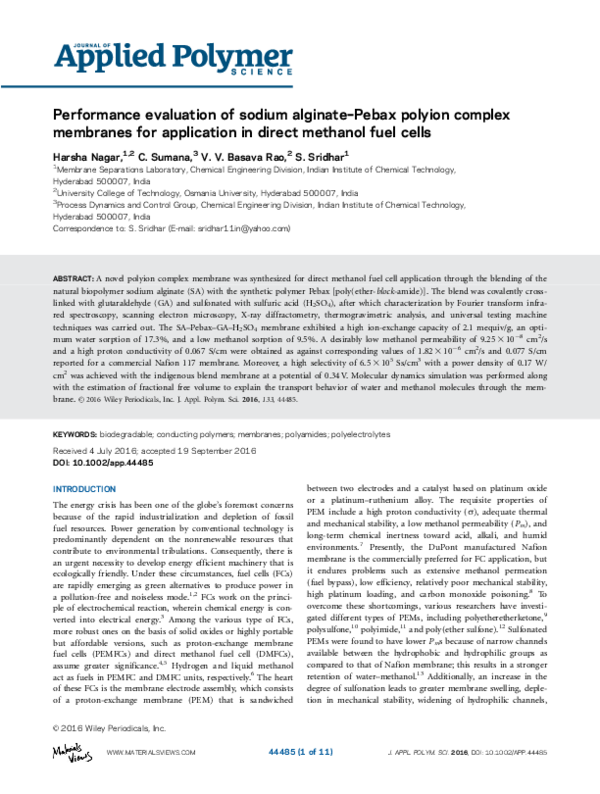 (PDF) Performance evaluation of sodium alginate-Pebax polyion complex ...