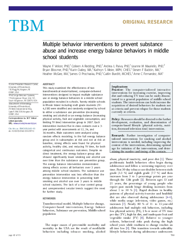 (PDF) Multiple behavior interventions to prevent substance abuse and ...