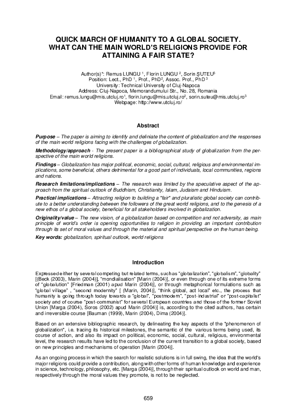 (PDF) Quick March of Humanity to a Global Society. What Can the Main ...