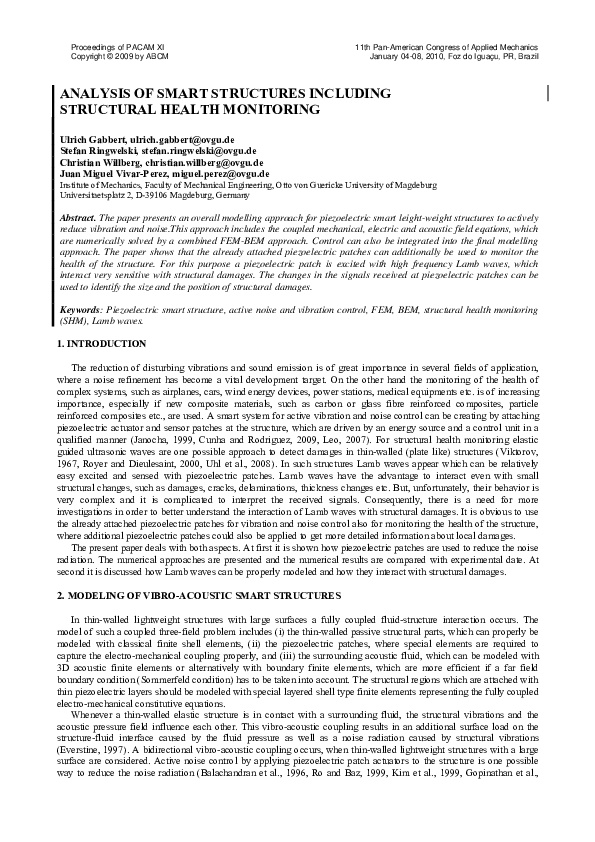 (PDF) Analysis of Smart Structures Including Structural Health Monitoring