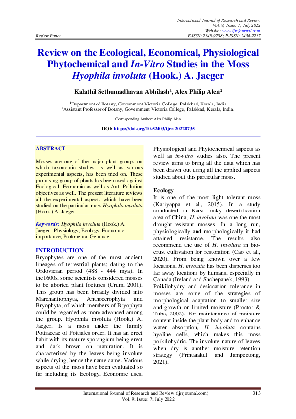 (PDF) Review on the Ecological, Economical, Physiological Phytochemical ...