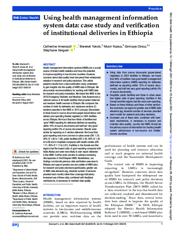 (PDF) Using health management information system data: case study and verification of ...