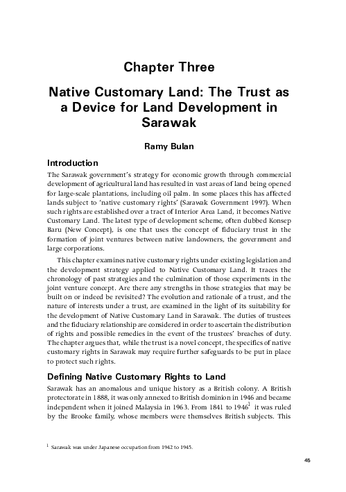 (PDF) Chapter Three Native Customary Land: The Trust as a Device for ...