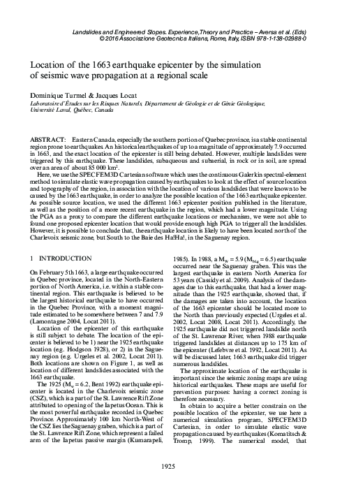 (PDF) Location of the 1663 earthquake epicenter by the simulation of ...