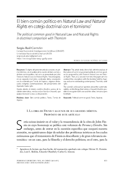 (PDF) The political common good in Natural Law and Natural Rights in ...