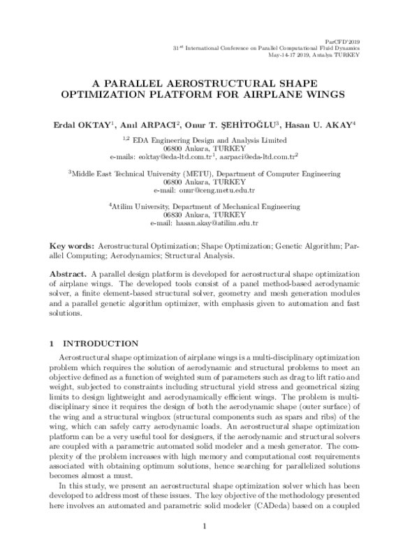 (PDF) A parallel aerostructural shape optimization platform for airplane wings