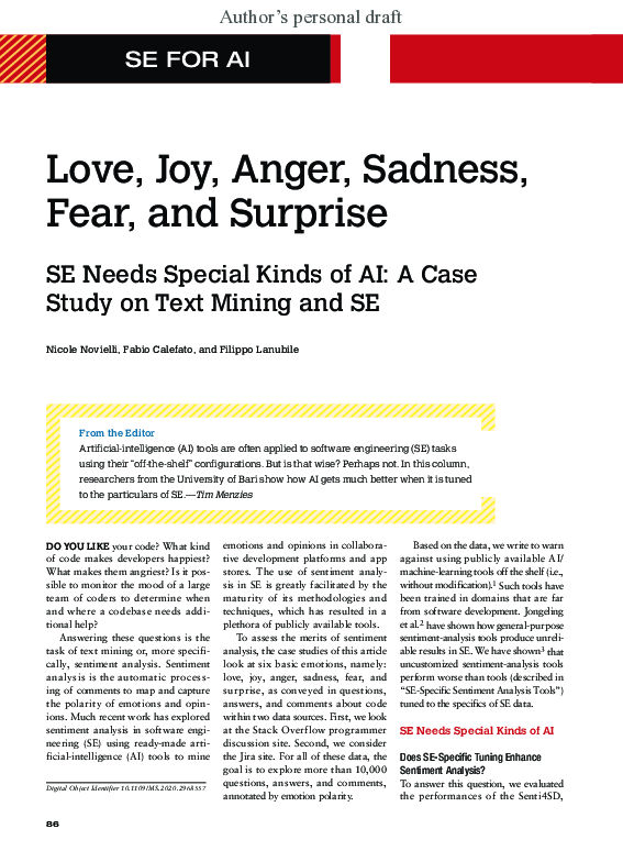 (PDF) Love, Joy, Anger, Sadness, Fear, and Surprise: SE Needs Special ...