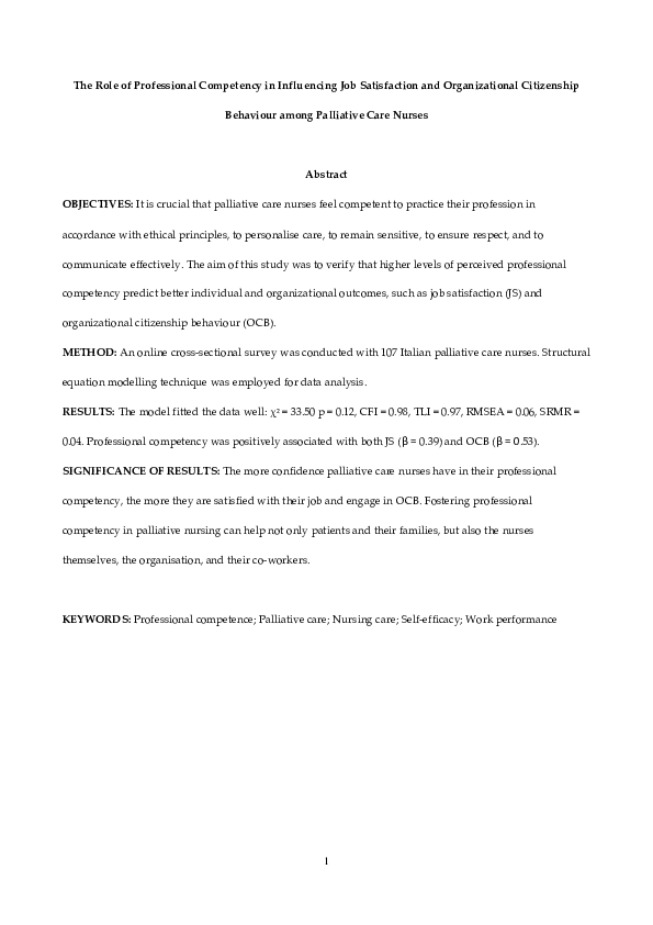 (PDF) The Role of Professional Competency in Influencing Job ...