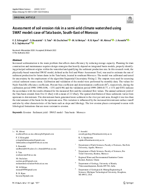 (PDF) Assessment of soil erosion risk in a semi-arid climate watershed ...